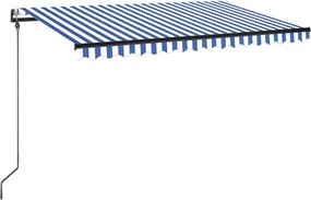Automatická markýza LED a senzor větru 300 x 250 cm modrobílá 3069071