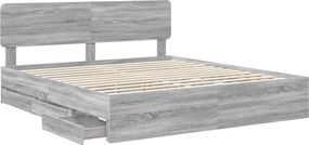 Rám postele s čelo Šedá Sonoma 200 x 200 cm Dřevěný materiál 3412155