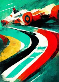 Umělecký tisk Formula 1 green red, Justyna Jaszke, (30 x 40 cm)