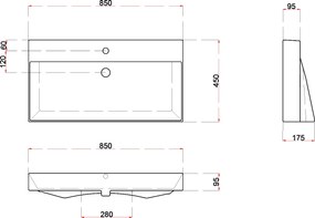 Sapho Sapho, KARE 85 nábytkové umyvadlo 85x46 cm, 17085