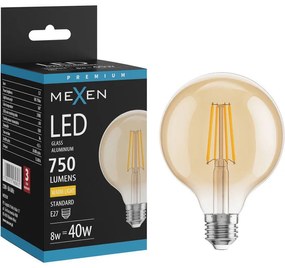 Mexen Vintis LED filamentová žárovka E27, G95, 8W, Teplá - 2700K, 750 lm, amber - L157-E27-0827-50