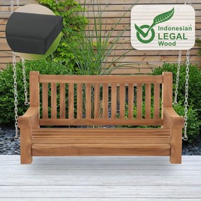 Houpací lavice Joyce s sedací polštář 120 cm + teak – tmavě šedá