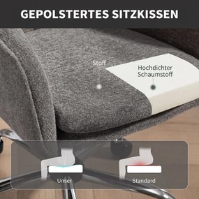 HOMCOM ergonomická kancelářská židle z jemného flanelu — otočná, nastavitelná, šedá