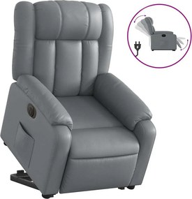 Elektrické zvedací polohovací křeslo šedé umělá kůže 3205281