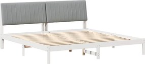 Rám postele s čelo Bílá 200 x 200 cm Masivní borové dřevo 3394402