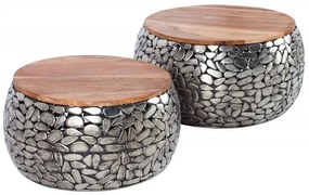 Konferenční stolek Stone Mosaic set 2 ks stříbrných Mango / 41433