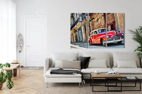 Vícedílný obraz Staré Americké Auto A Havanské Budovy Nedostatek Nedostatek Plátno Canvas 120x80