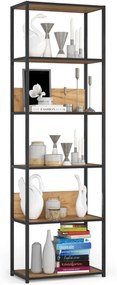 Ak furniture Knihovna Loft s kovovým rámem 60 cm černá/dub craft