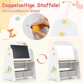 Costway Dětský stojan s židlí Dětská tabule s policí a magnetická tabule