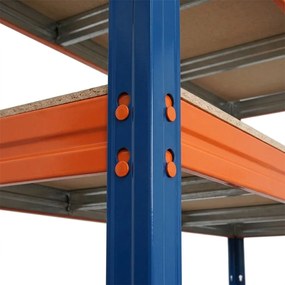 Kovový regál BULLRACK RIVET PRO 200x150x45 DTD dřevotříska 4 úrovně modro-oranžová