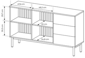 LANG c | komoda 150 2D3S + LED osvětlení | 150 cm | černá/dub evoke