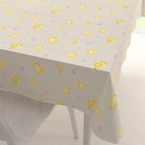 Biante Velikonoční teflonový obdélníkový ubrus TF-074 Kuřátka a kraslice na béžovém 50x100 cm