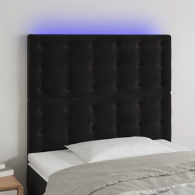 Čelo postele s LED černé 90x5x118/128 cm samet
