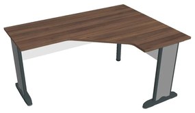 Stůl ergo lomený levý 160×120/60 cm - Hobis Cross CEV 60 L Dekor stolové desky: ořech, Dekor lamino podnože: bílá, Barva nohou: černá