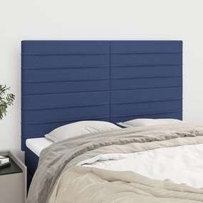 Čelo postele modré 144x5x118/128 cm látkové 3116476