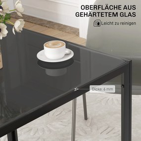 HOMCOM Jídelní stůl 75 x 75 cm, Čtvercový kuchyňský stůl pro 4 osoby, Jídelní stůl s tvrzeným sklem a kovovými nohami, Moderní stůl do kuchyně, jídel…