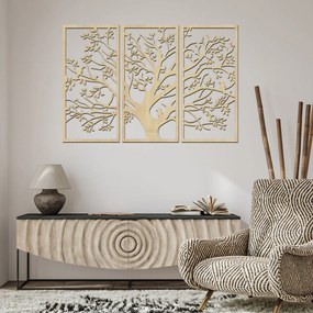 dřevo života 3 dílný dřevěný strom s ptáky Barevný vzor: Javor, Rozměry (cm): 180x116