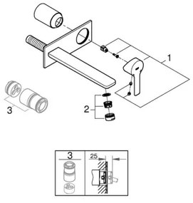 GROHE 23444AL1 - Umyvadlová dvouotvorová baterie LINEARE 207 mm grafit
