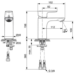 IDEAL STANDARD Connect Air- umyvadlová baterie stojánková, bez odt. garnitury (5l / min) A7024AA