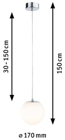 Paulmann 71066 Gove, koupelnové závěsné svítidlo LED 9W 3000K, chrom, průměr 17cm, IP44