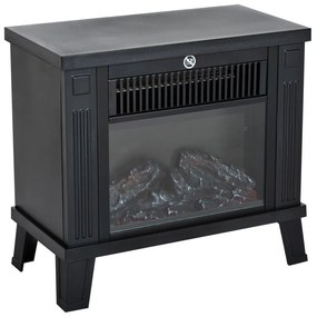 HOMCOM elektrický krb elektrická kamna stojící krb s efektem plamene 6001200W kov černý 34x17x31 cm pro příjemné večery |