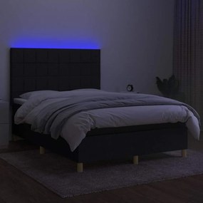 Box spring postel s matrací a LED černá 140x190 cm textil 3135431