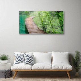 akrylový obraz Most Stromy Architektura 100x50 cm