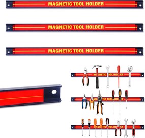 Costway Sada 3 magnetických nástěnných držáků na nářadí, červený
