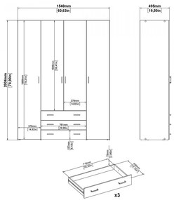 Šatní skříň Sid 154 x 49,5 x 200,4 cm, dub sonoma
