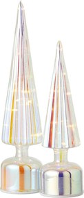 Velký žebrovaný skleněný stromek s LED světlem L – 9*9*39,6 cm