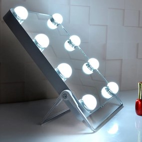 MMIRO, Hollywoodské make-up zrcadlo na líčení s osvětlením 23 x 30 cm | bílá L612W