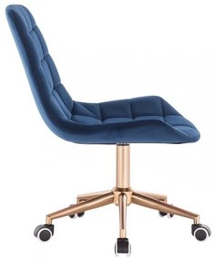 LuxuryForm Židle PARIS VELUR na zlaté podstavě s kolečky - modrá