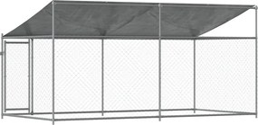 vidaXL Klec pro psy se střechou a dvířky šedá 4x2x2 m pozinkovaná ocel [3209568]