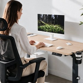 Elektrický stůl s regulací výšky ergonomický antracitový/dub sonoma,1600x800 mm: ARIA
