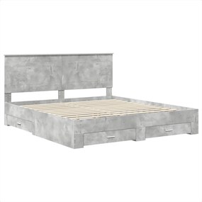 Rám postele s čelo Betonově šedá 200 x 200 cm Kompozitní dřevo 3409611