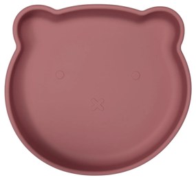MOONBABY silikonový talíř s přísavkou TEDDY - dark pink