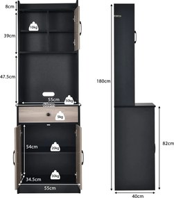 Costway Dřevěná kuchyňská skříňka 180 cm se zásuvkou a nastavitelnými policemi