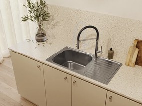 Kuchinox Siluetto, vysoká dřezová baterie s elastickým ramenem, chromová-černá matná, LAV-BQU_778D