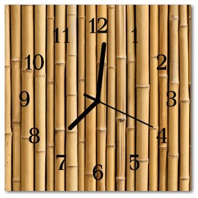 Nástenné skleněné hodiny bambus