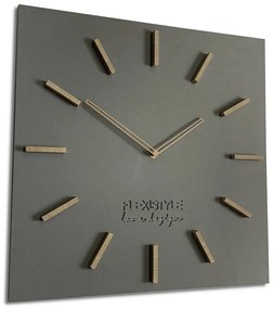 Velké nástěnné hodiny ze dřeva v šedé barvě