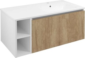 Sapho Lorea - Umyvadlová skříňka 100x46x52 cm, 1x dvířka, 1x zásuvka, pravá, dub alabama/matná bílá LE080-2231-R-02
