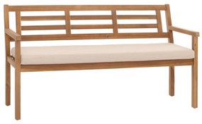Zahradní lavička HWC-N47, 82x145x59 cm, akáciové dřevo - krémovo-béžový polštář