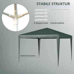 Outsunny Altán 2.7x2.7m Obdélníkový Voděodolný Stabilní Zimní Altán Party Stan Zahradní Altán Marquee pro Kempování Zahrada, Tmavě zelená