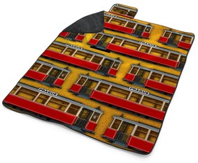 Sablio Plážová deka Pražské historické tramvaje Žlutý Pattern: 200x140 cm