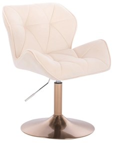 LuxuryForm DESIGN Otočná židle MILANO VELUR na zlatém talíři - krémová