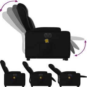 Elektrické zvedací masážní polohovací křeslo černé umělá kůže 3204565