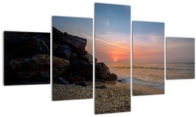 Obraz západu slunce na pláži (125x70 cm)