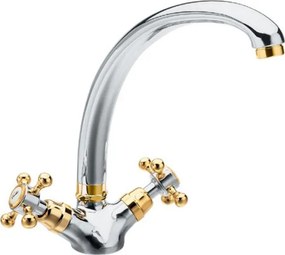Reitano Rubinetteria Reitano Rubinetteria, ANTEA stojánková dřezová baterie s vysokou hubicí, výška 265mm, chrom/zlato, 3112