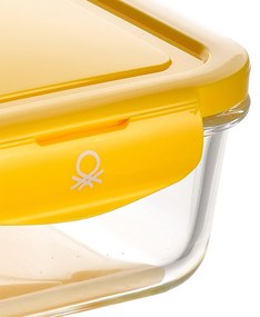 Dóza na potraviny z borosilikátového skla United Colors of Benetton / 340 ml / polypropylen / žluté víko / transparentní