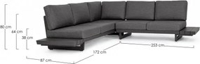BIZZOTTO Zahradní rohová pohovka INFINITY antracit 253 cm 0663431